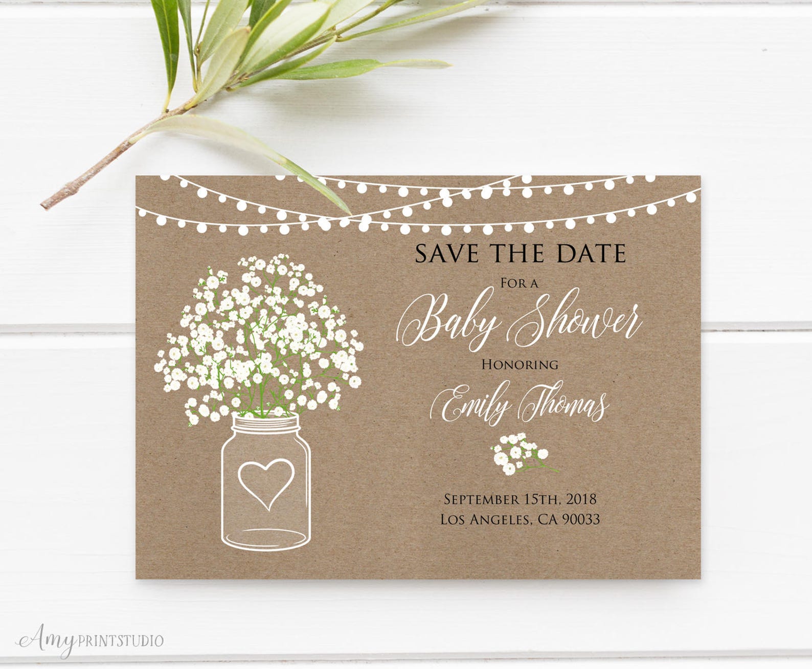 Save the Date Baby Shower Save the Date Rustic Baby Shower - Etsy