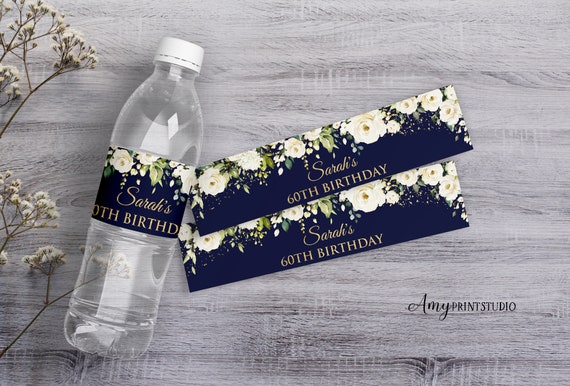 Floral Birthday Bottle Labels Birthday Water Bottle Labels - Etsy
