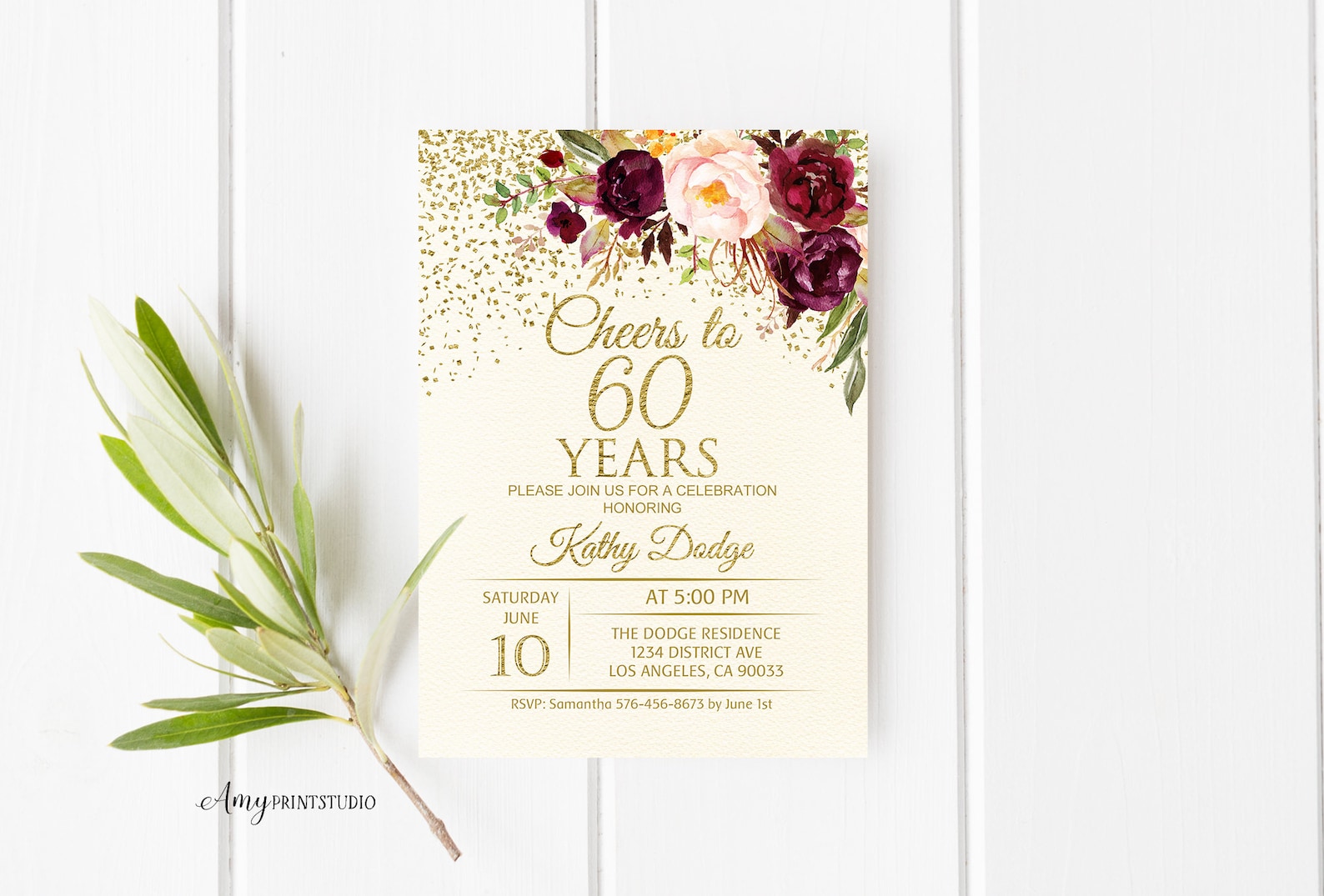Cheers to 60 Years Floral Ivory Birthday Invitation 60th - Etsy