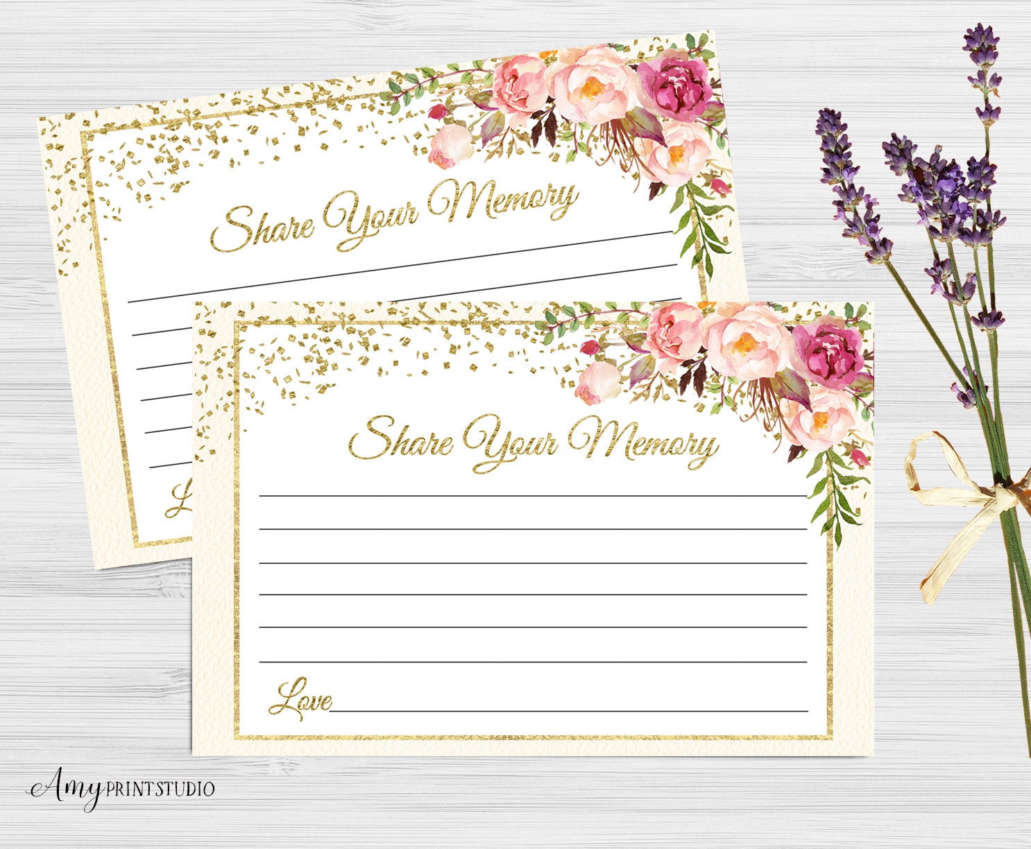 Share a Memory Card Floral Invitation Birthday Invitation | Etsy