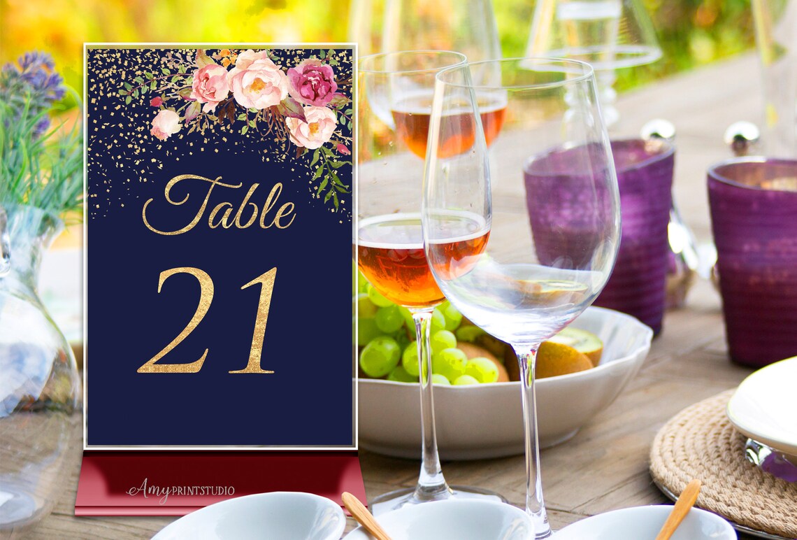 Birthday Table Numbers, Floral Table Numbers, Printable Floral Table ...