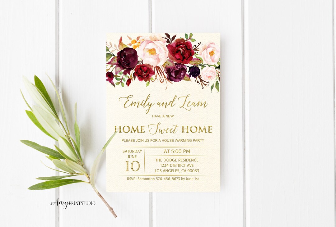 House Warming Invitation, House Warming Party Invite, Floral New Home ...