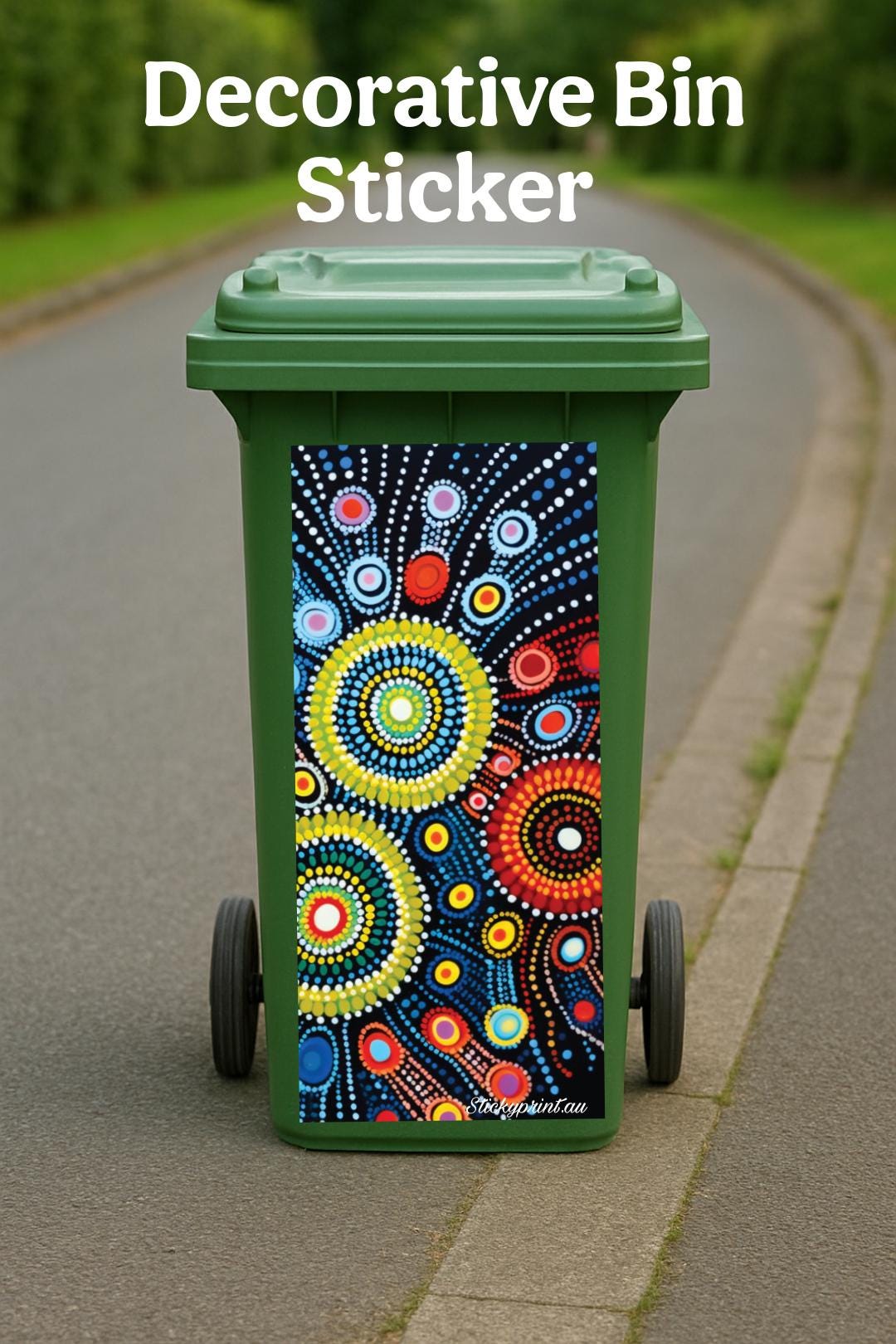 Dreamtime Dot Pattern Wheelie Bin Sticker – Weatherproof, Custom Number ...