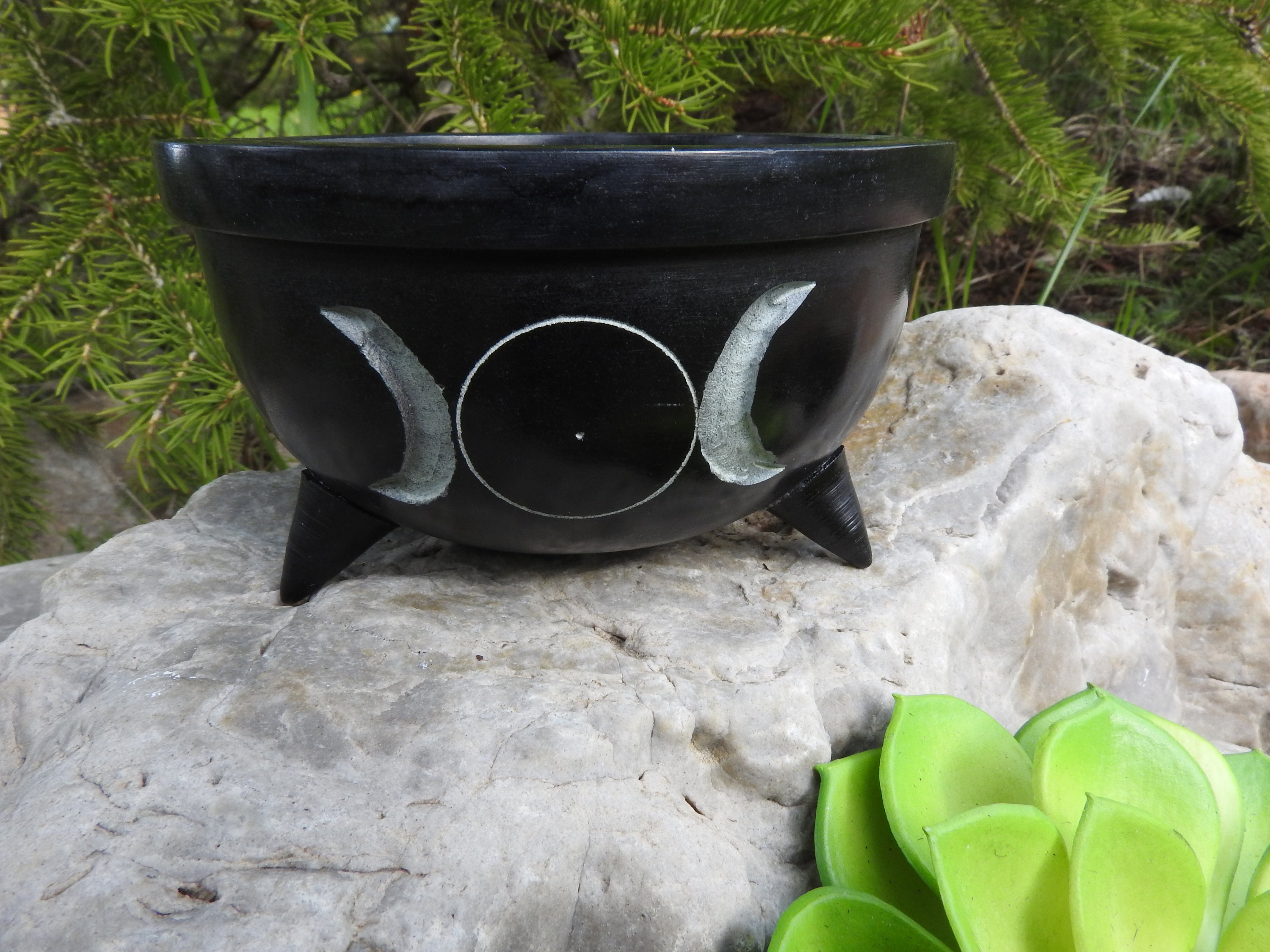 Smudge Pot / LARGE / Triple Moon / Black / Sage Pot / Smudge - Etsy