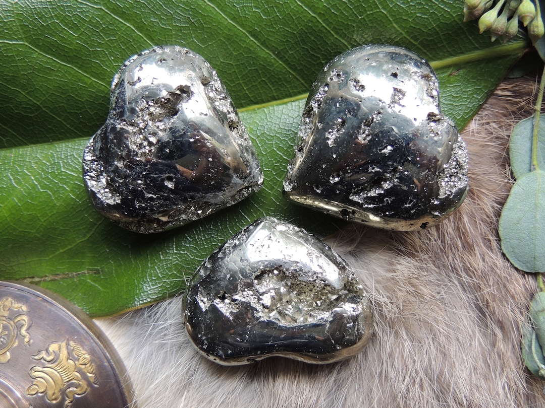 Pyrite Heart / SMALL Pyrite Heart / Druzy Pyrite Heart / Puffy Heart ...