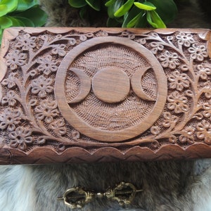 Wooden Box / Large TRIPLE MOON / Trinket Box / Celestial Box / Keepsake ...