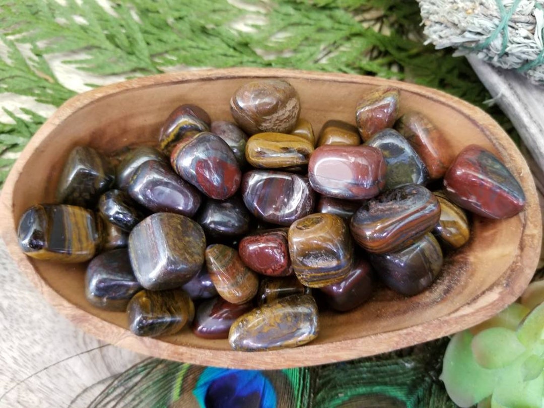 Tiger Iron / 4 TUMBLED Stones / SMALL / Tiger's Iron / Mugglestone ...