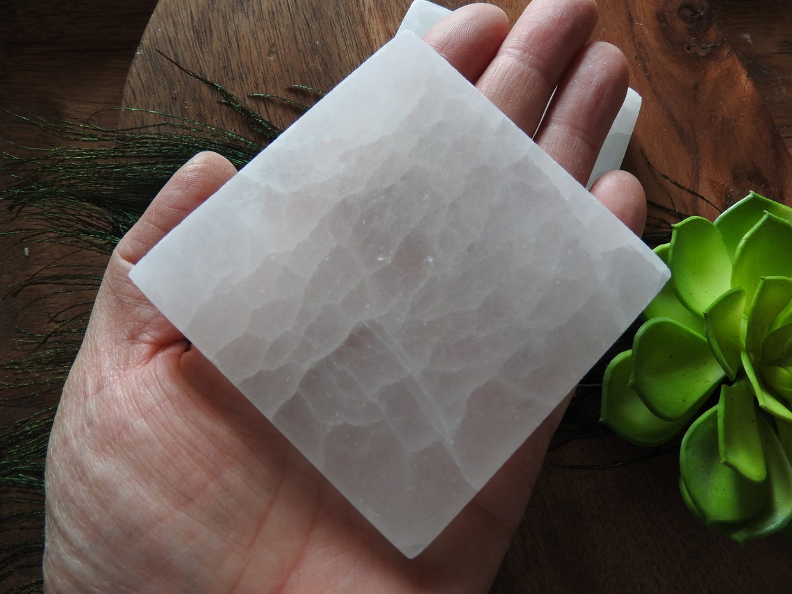 Selenite Charging Plate / 3 SQUARE Selenite Polished - Etsy