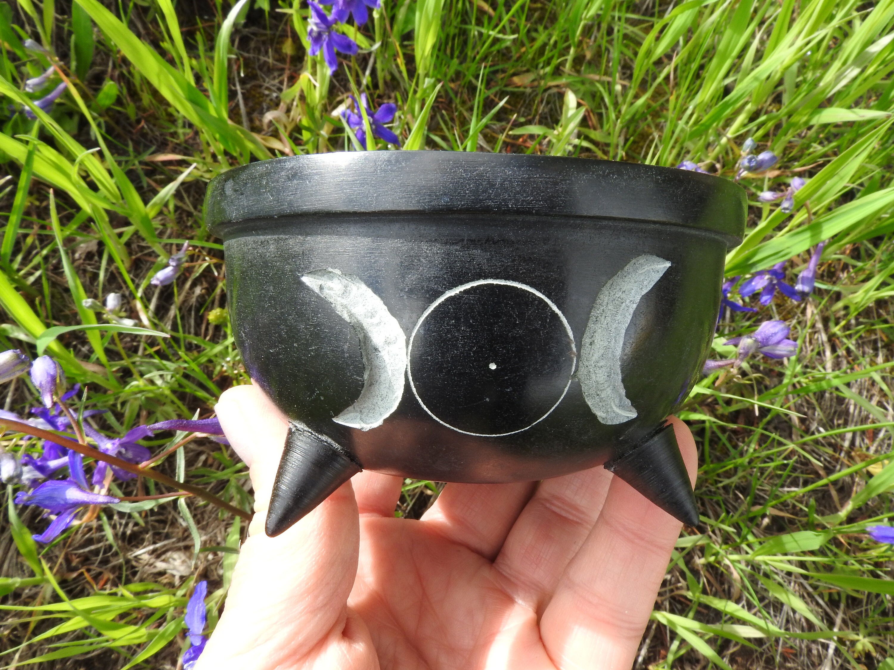 Smudge Pot / LARGE / Triple Moon / Black / Sage Pot / Smudge - Etsy