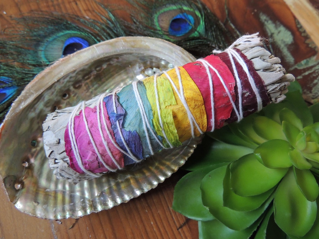 7 CHAKRA Smudge Bundle / Chakra Sage / 4 INCH White Sage / SMALL Sage and Rose Petals Smudge ...