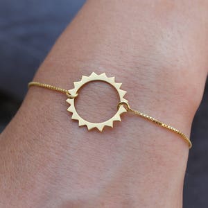 Gold Sun Charm Bracelet for Women Sterling Silver Sun Jewelry to Gift ...