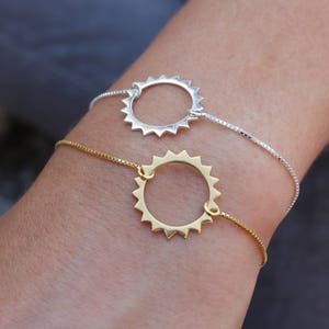 Gold Sun Charm Bracelet for Women Sterling Silver Sun Jewelry to Gift ...
