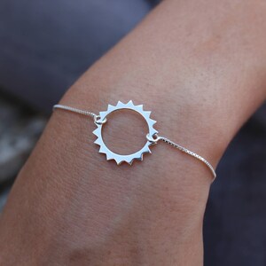 Gold Sun Charm Bracelet for Women Sterling Silver Sun Jewelry to Gift ...