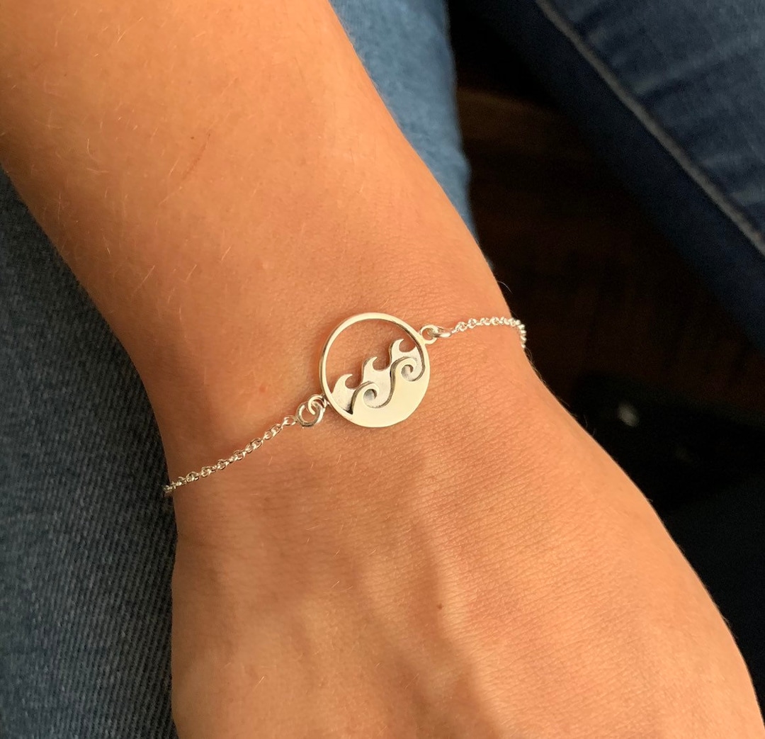 Silver Ocean Wave Charm Bracelet for Women Dainty Sea Wave Jewelry ...
