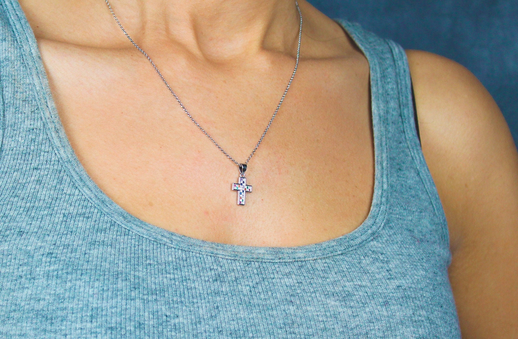 Silver Cross Necklace for Women Minimalist Cross Jewelry - Etsy