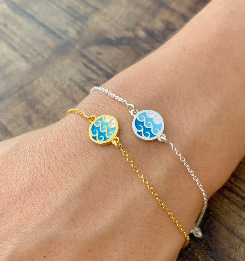 Tiny Gold Wave Charm Bracelet for Women Minimalist Sterling - Etsy