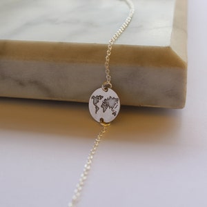 Gold World Map Charm Bracelet for Women Sterling Silver - Etsy