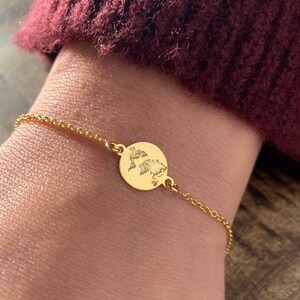 Gold World Map Charm Bracelet for Women Sterling Silver - Etsy