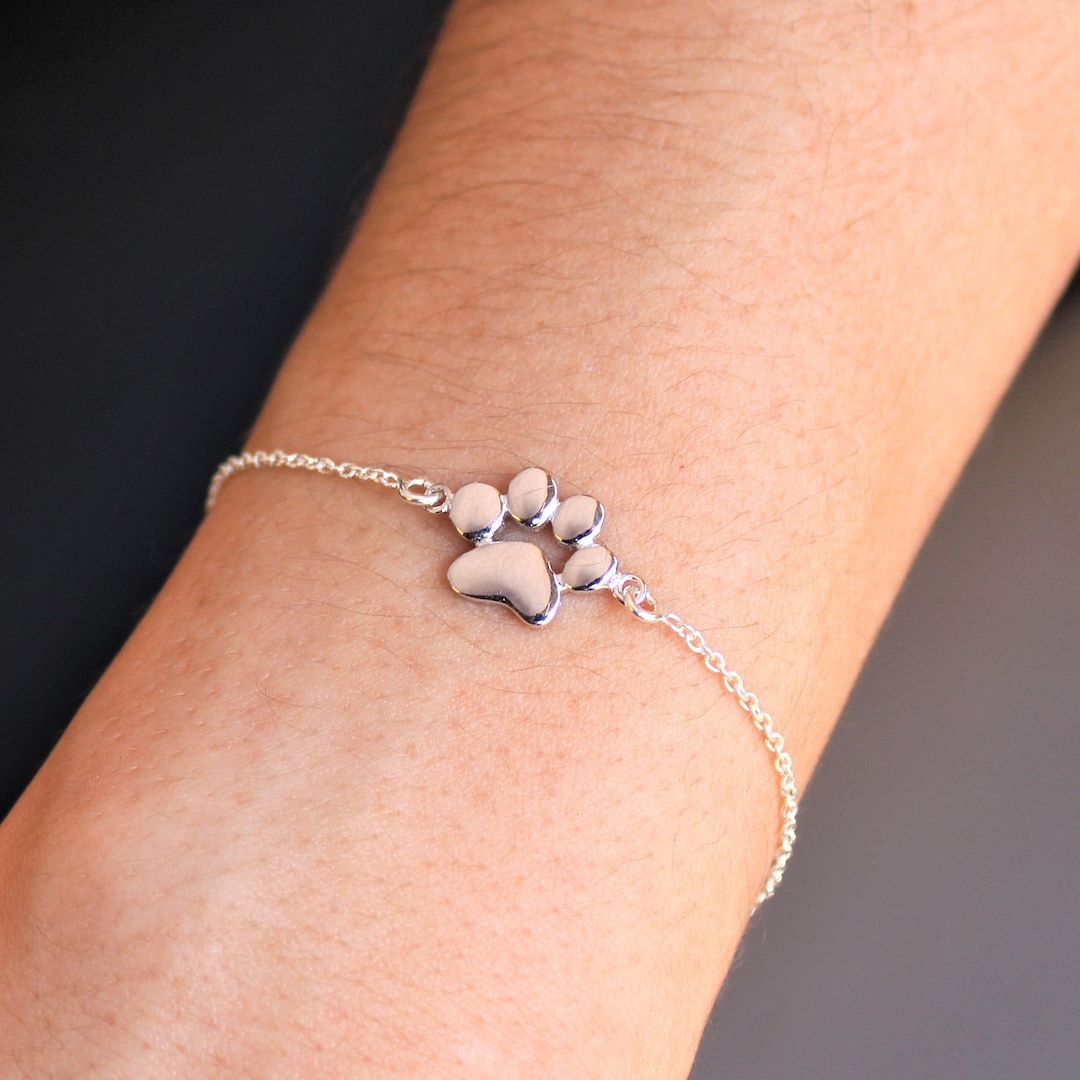 Silver Dog Paw Print Bracelet for Women Dainty Dog Paw Print - Etsy