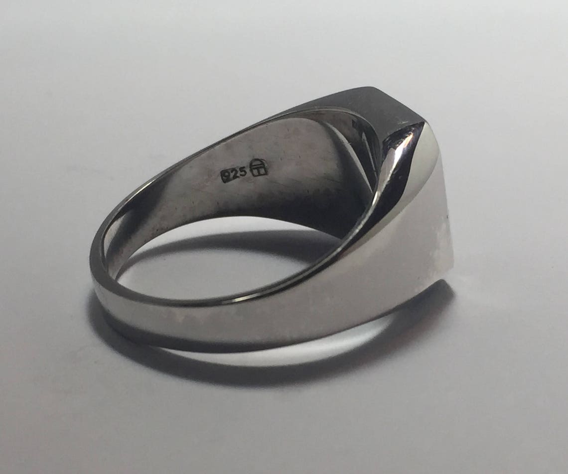 Sterling silver hand crafted onyx anchor and rope vintage mens | Etsy