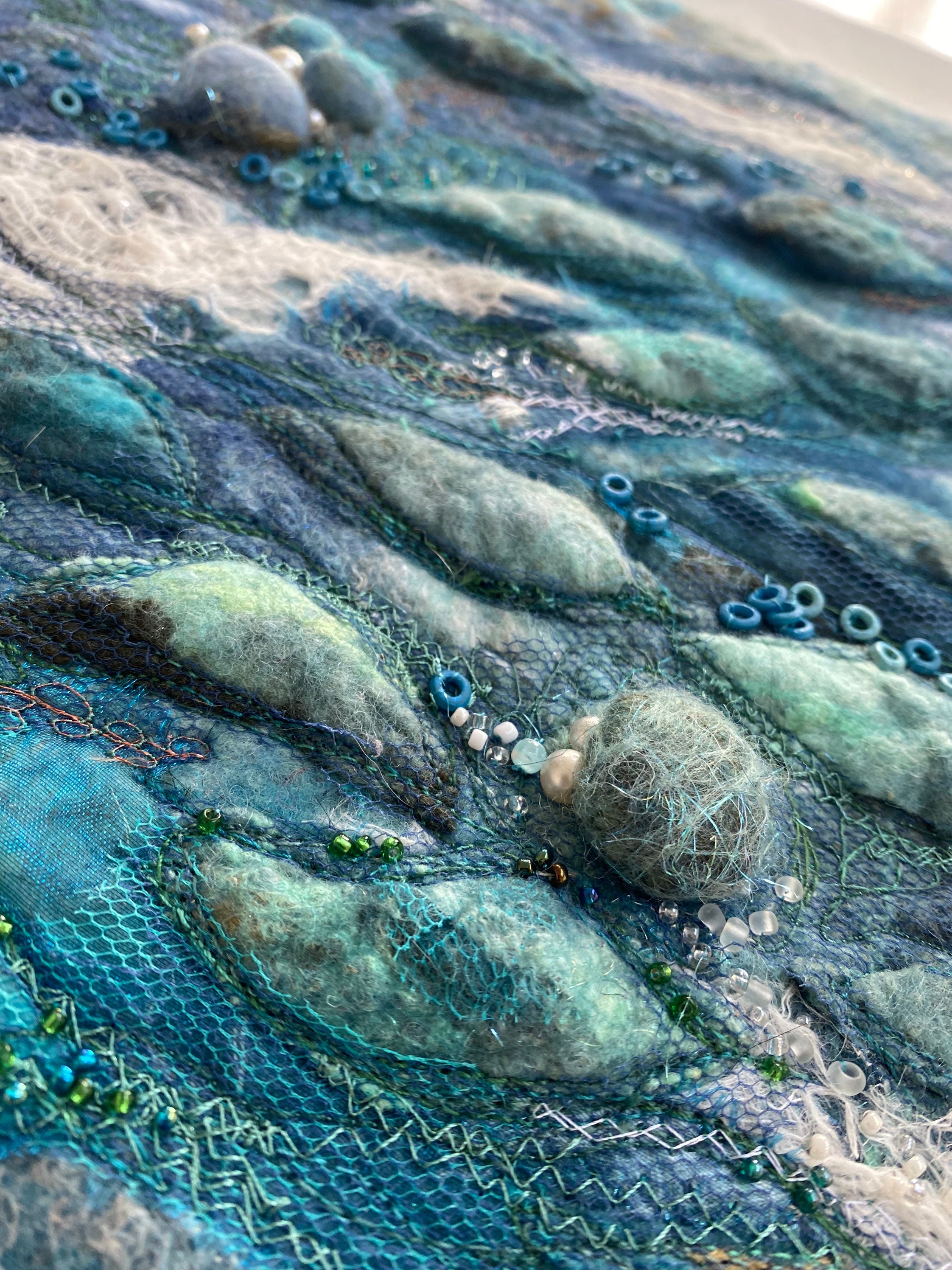 Ocean Waves Abstract Textile Art - Etsy UK