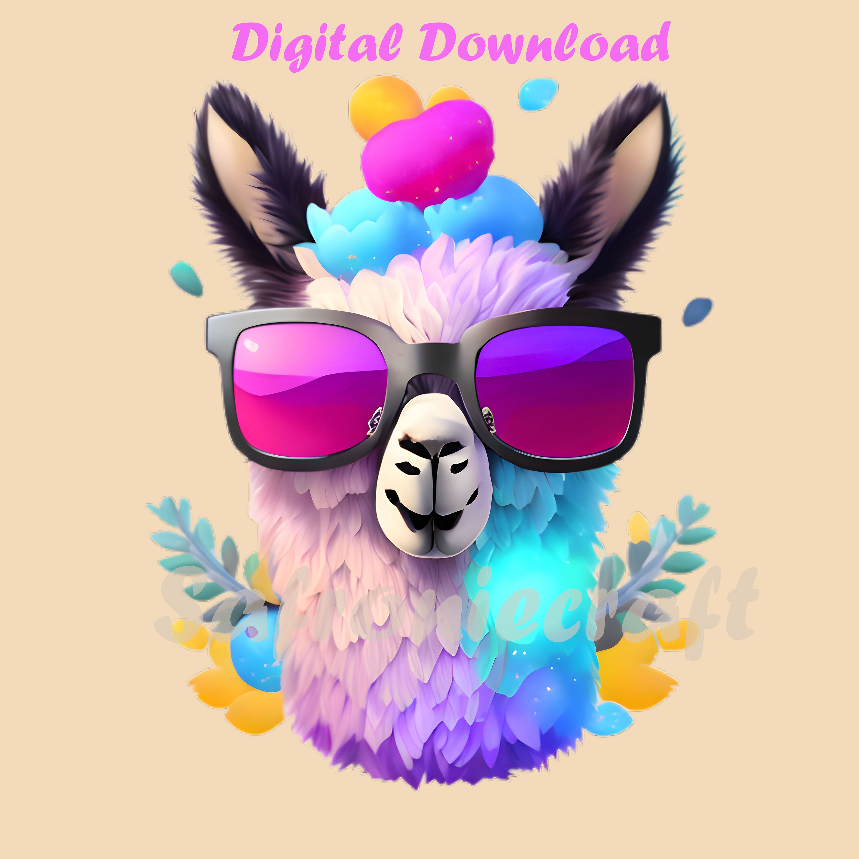 Llama Clipart Farm Llama PNG Commercial Use Llama Portrait - Etsy