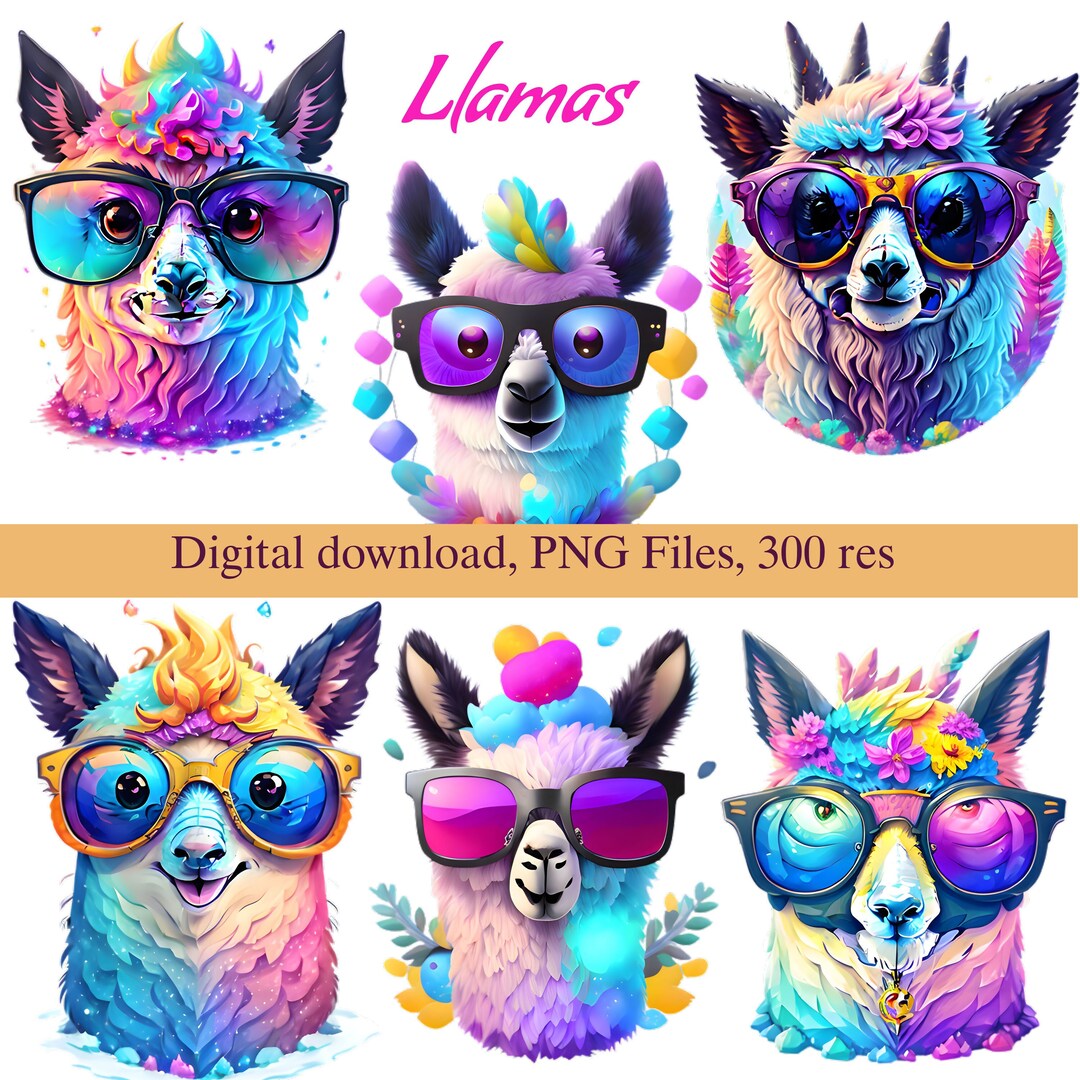 Llama Clipart Farm Llama PNG Commercial Use Llama Portrait - Etsy