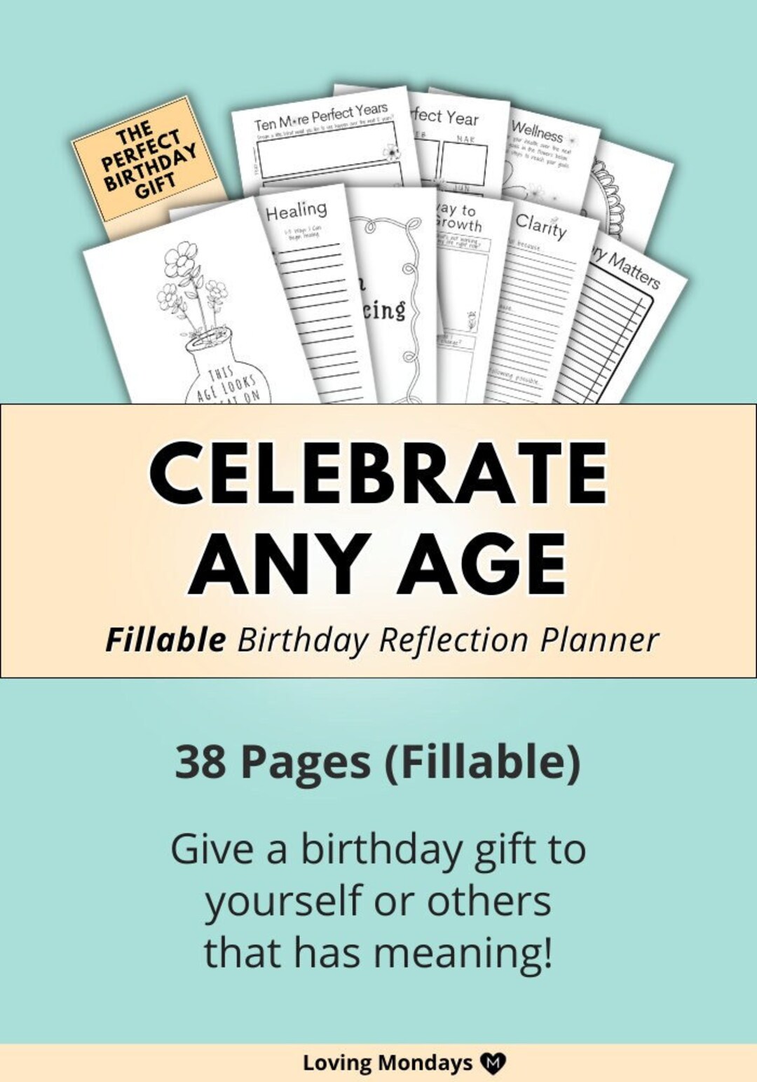 Fillable Birthday Reflection Planner (any Age) ~ Fillable PDF Journal ...