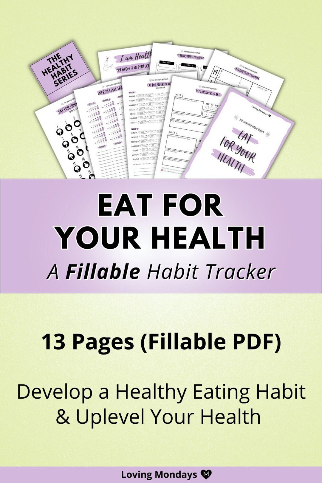 Fillable Habit Tracker Planner ~ Fillable PDF ~ Improve Your Eating ...