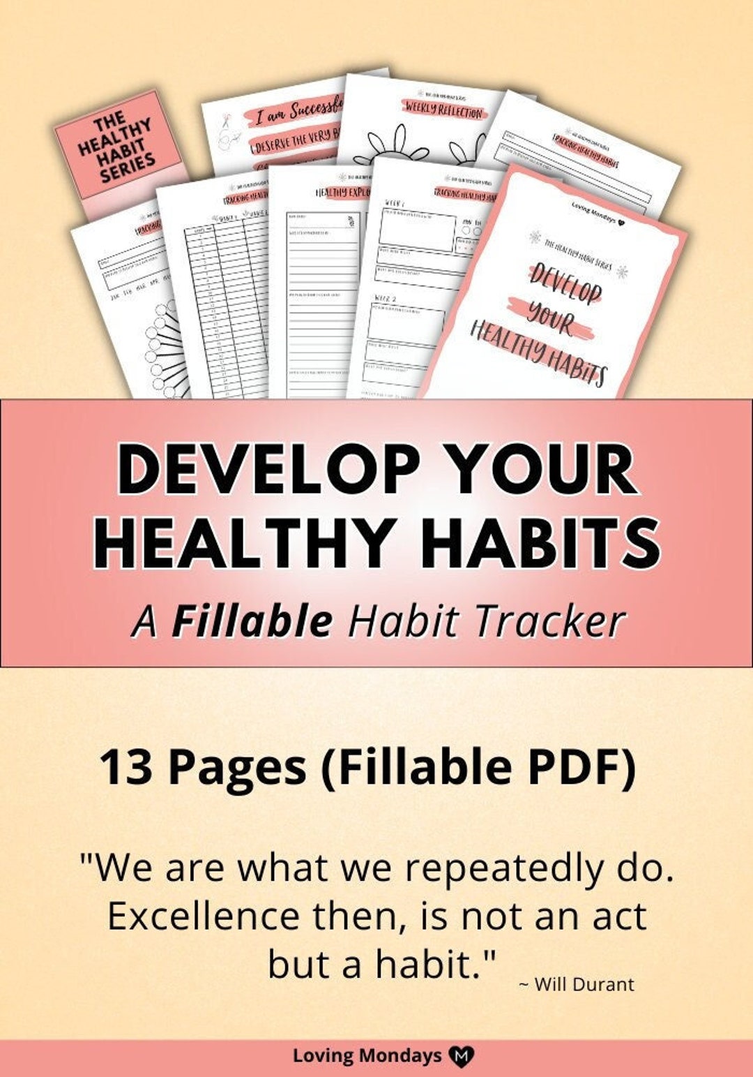 Fillable Habit Tracker ~ Develop Healthy Habits ~ Fillable Trackers ...