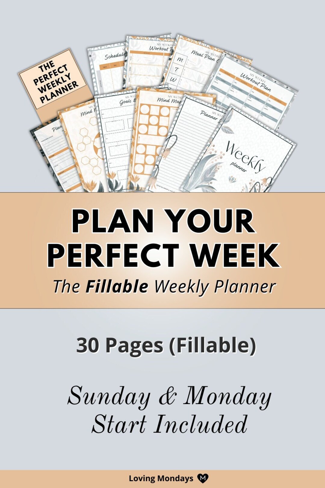 Fillable Weekly Planner ~ Fillable PDF ~ Weekly Planner Pages ~ Goals ...