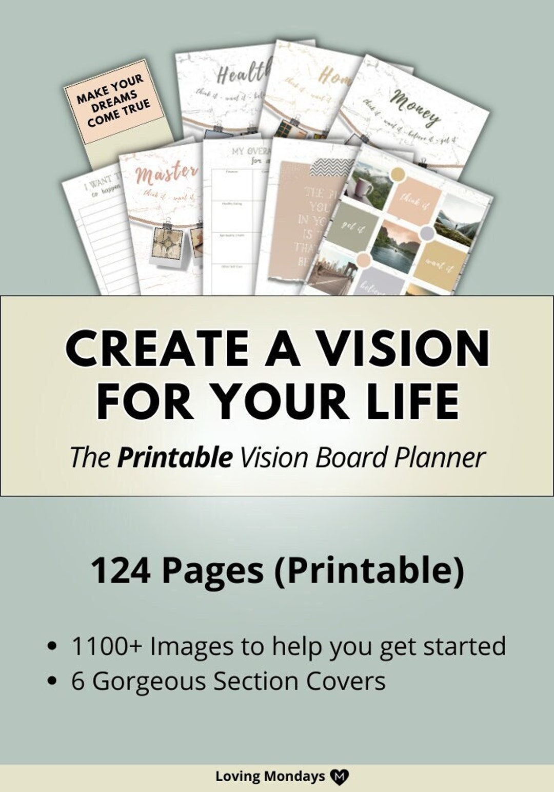 PDF Printable Vision Board ~ Vision Board Template, Vision Board Kit ...