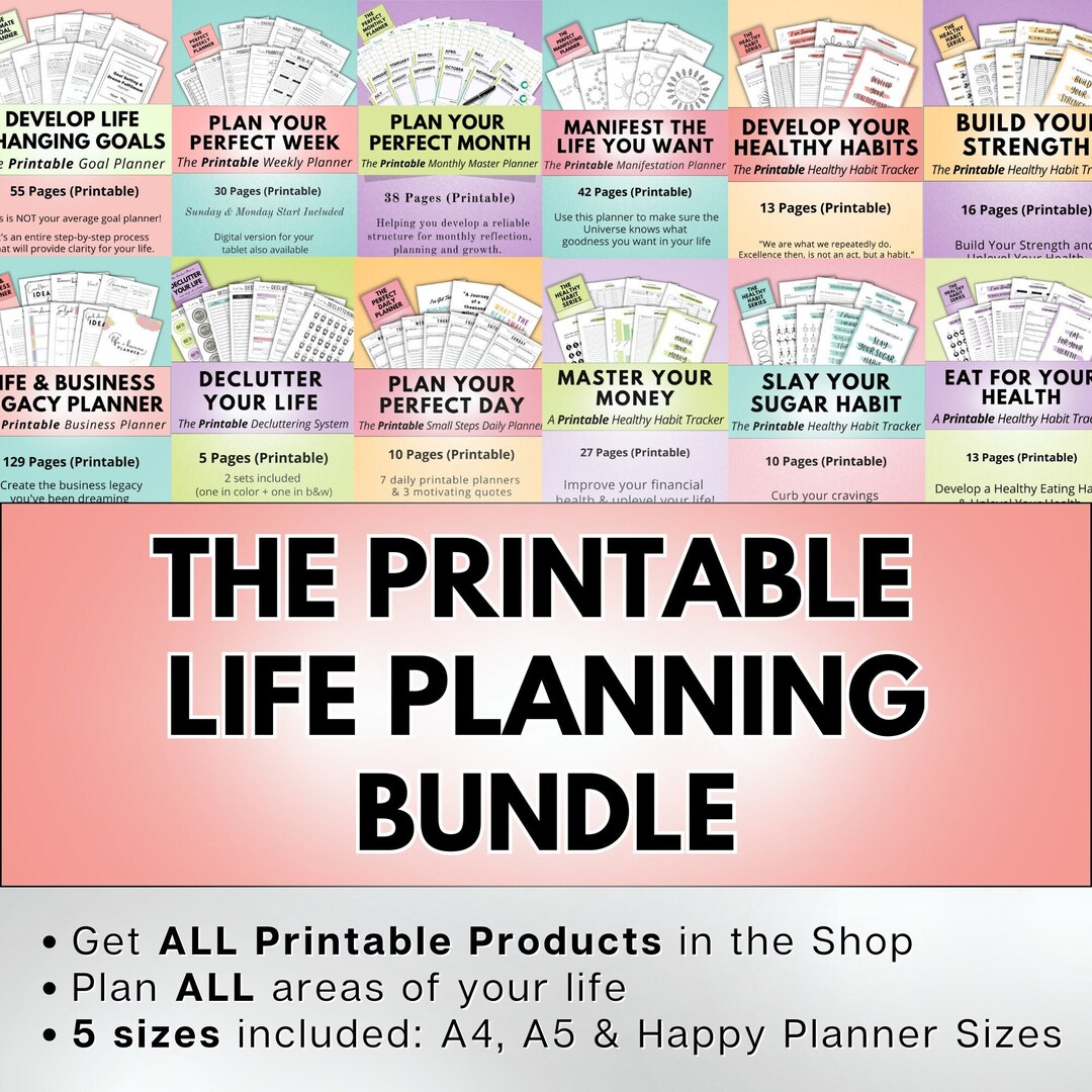 Printable Planner Bundle - All Printable Planners in the Shop ~ Make ...