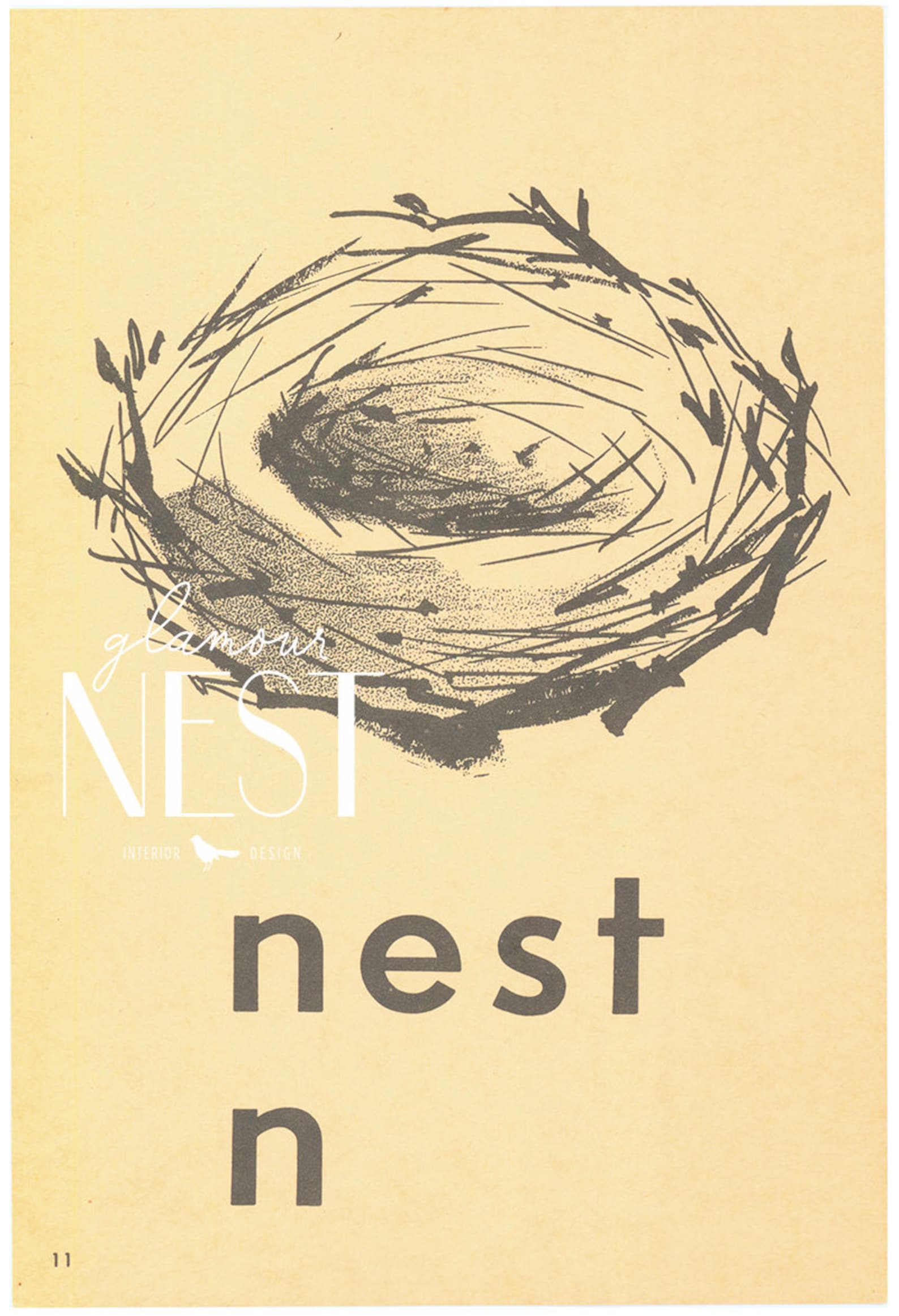 Vintage Flash Card "n is for Nest" Instant Download - Etsy