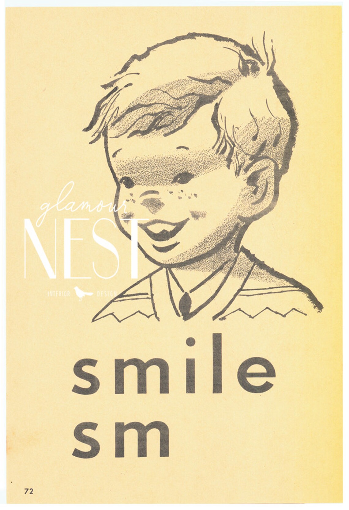 Vintage Flash Card "s is for Smile" Instant Download - Etsy