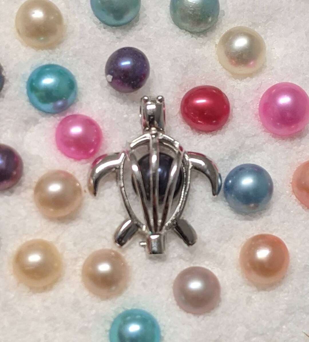 Sea Turtle Pendant, Pearl Cage Locket, Sea Turtle Necklace - Etsy