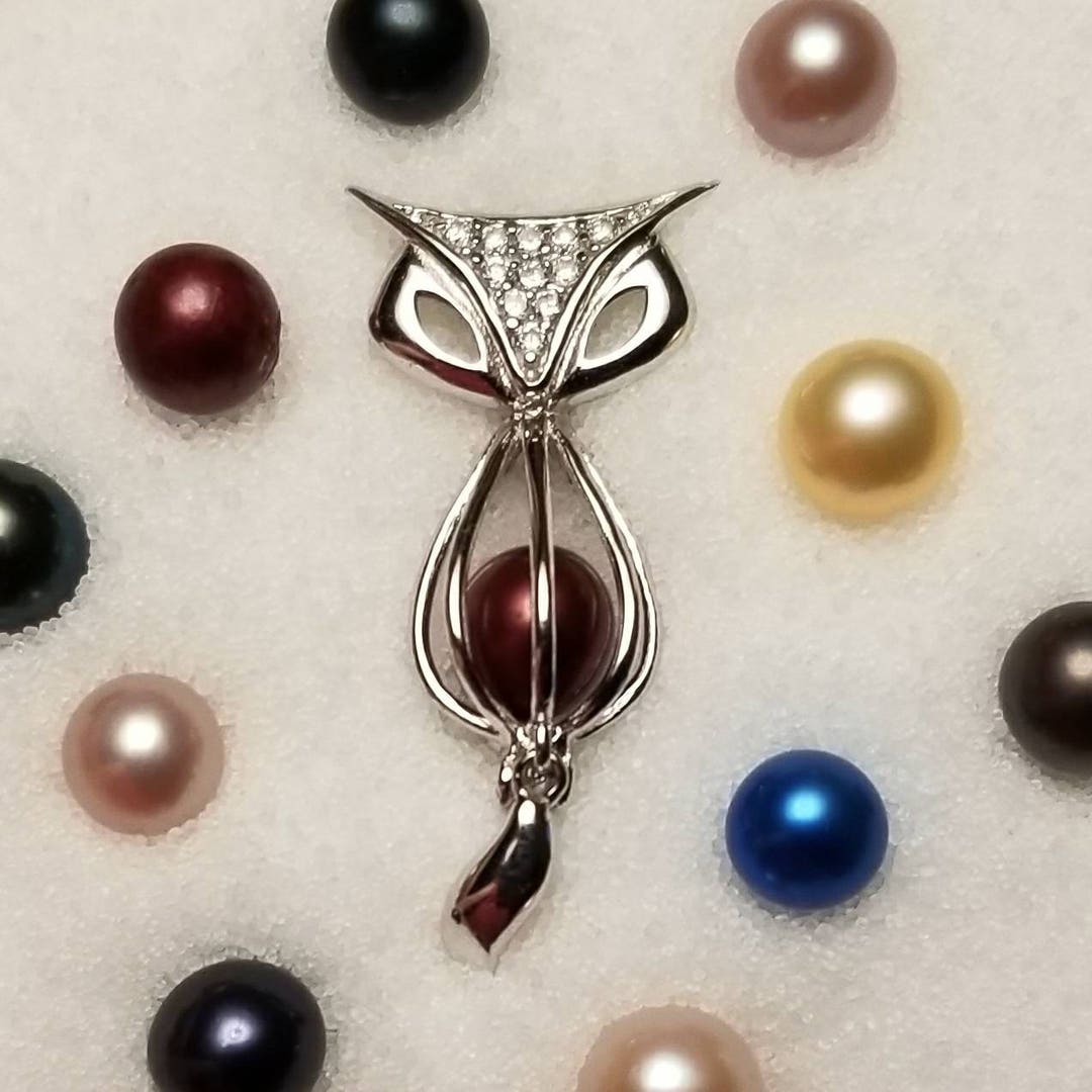 NEW 925 Sterling Silver Fox Pearl Cage Locket Pendant Necklace With ...