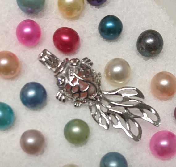 New 925 Sterling Silver Goldfish Pearl Cage Locket Pendant | Etsy