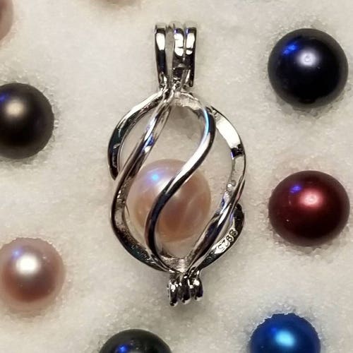 New 925 Sterling Silver Goldfish Pearl Cage Locket Pendant - Etsy