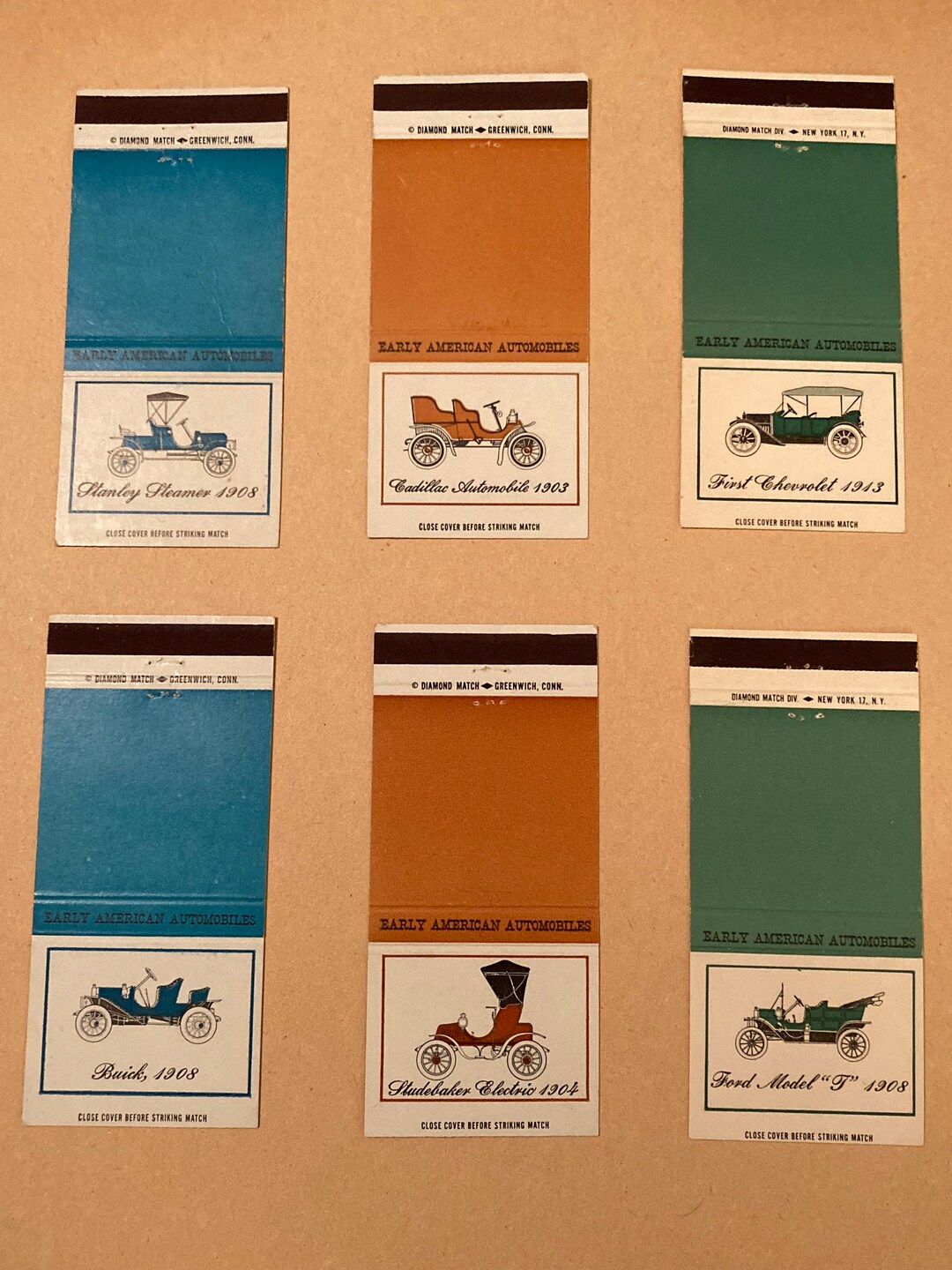 Set of 6 Vintage EARLY AMERICAN AUTOMOBILES Diamond Matchbooks - Etsy