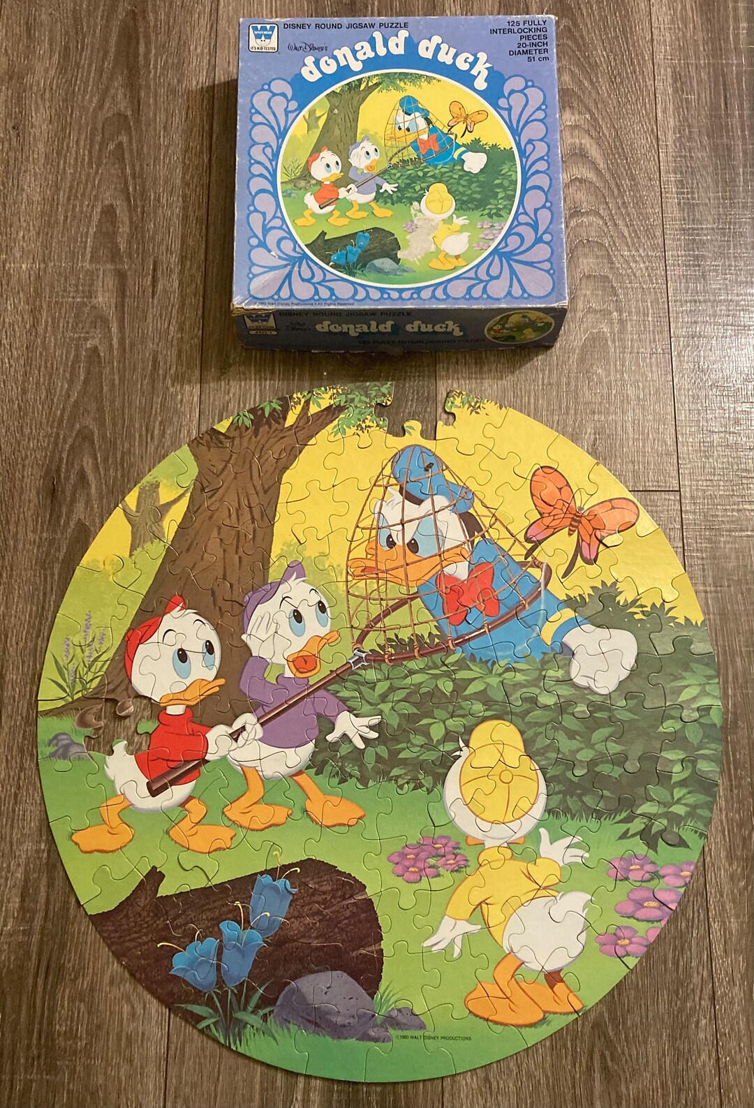 Vintage 1980 Disney Round Jigsaw Puzzle Donald Duck & Nephews by ...