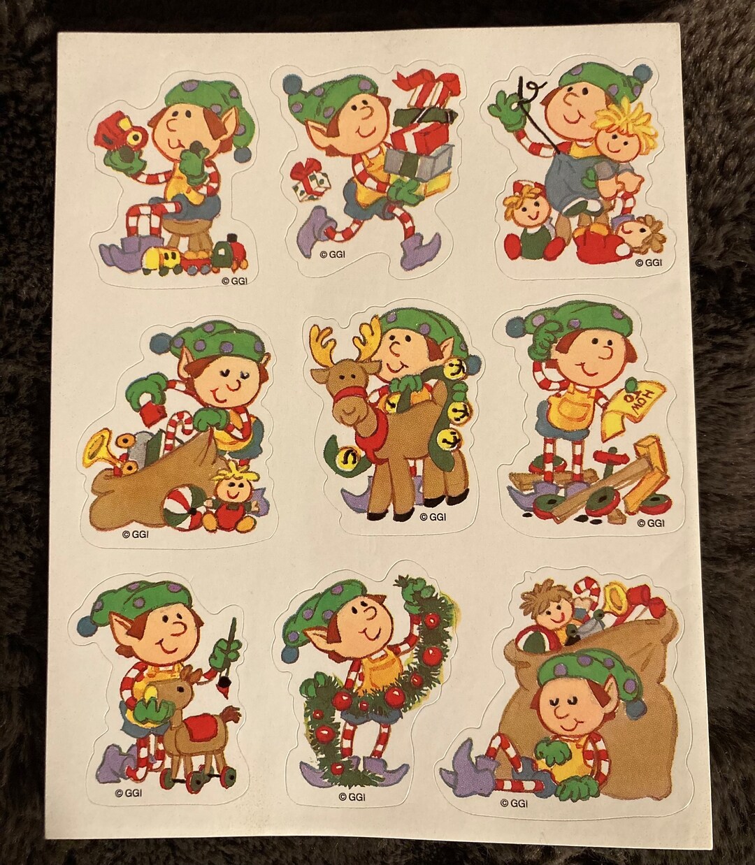 Vintage Christmas Elves Sticker Sheet by Gibson Greetings - Etsy