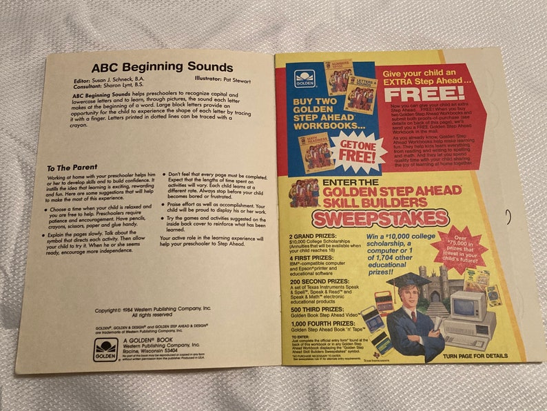 Vintage 1984 Golden Step Ahead Preschool Workbook ABC - Etsy