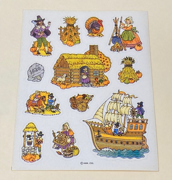 Stickers Vintage Hallmark Sticker Sheet Thanksgiving Teddy Bears with ...