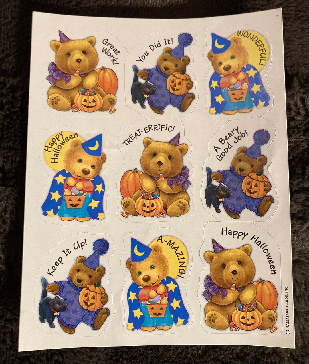 Vintage Hallmark Sticker Sheet: Halloween Teddy Bears - Etsy