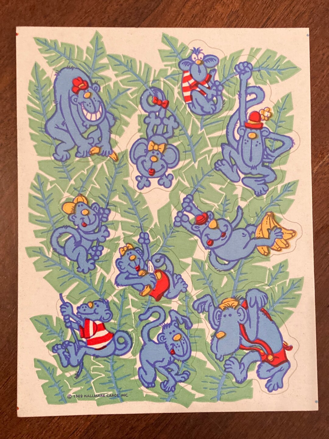 Vintage 1989 Hallmark Sticker Sheet: Monkeys - Etsy