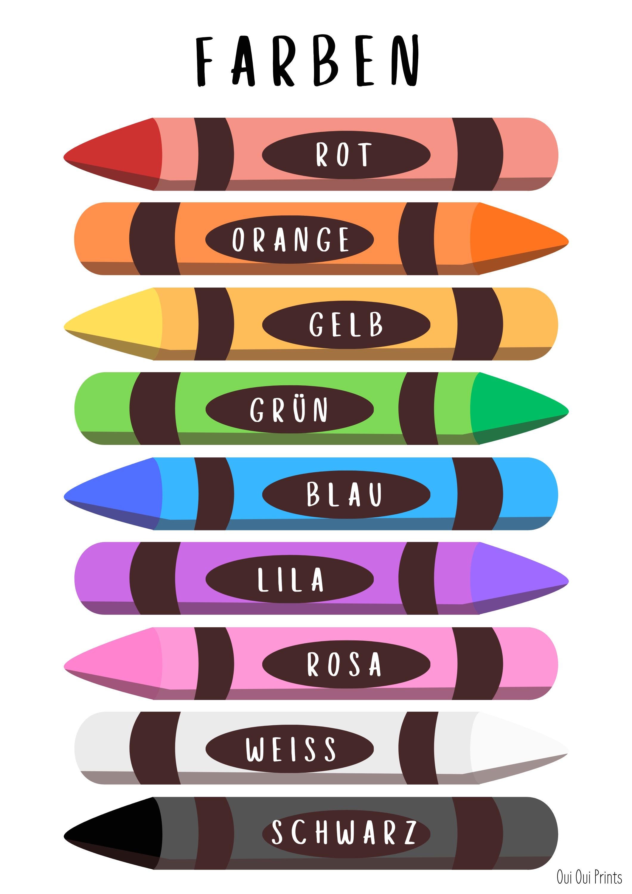 German Colours Poster - Languages and Classroom Aid - Etsy