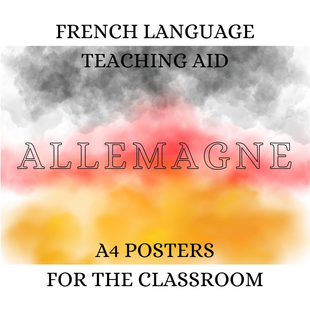 Germany Flag Poster, A4 Size, in French for Learning Languages ...