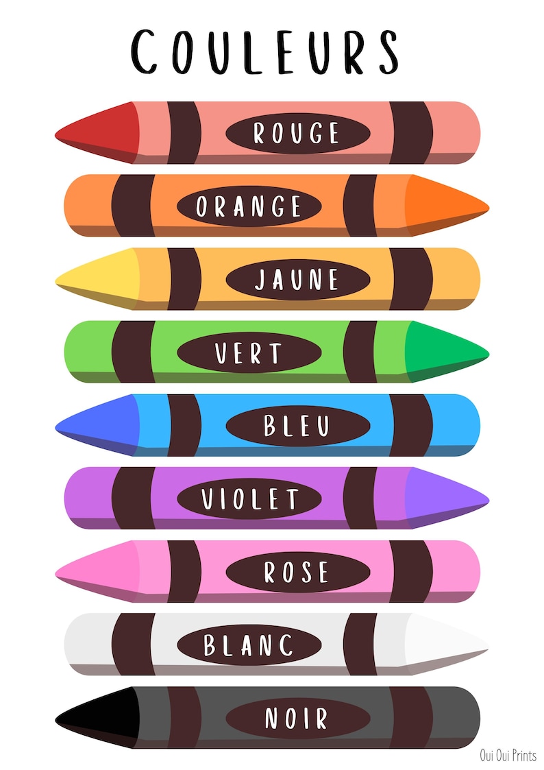 French Colours Poster - Languages and Classroom Aid - Etsy