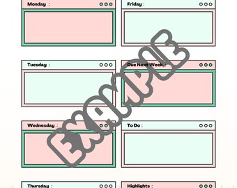 Pink and Green Colorful Weekly Coaching Planner - Etsy